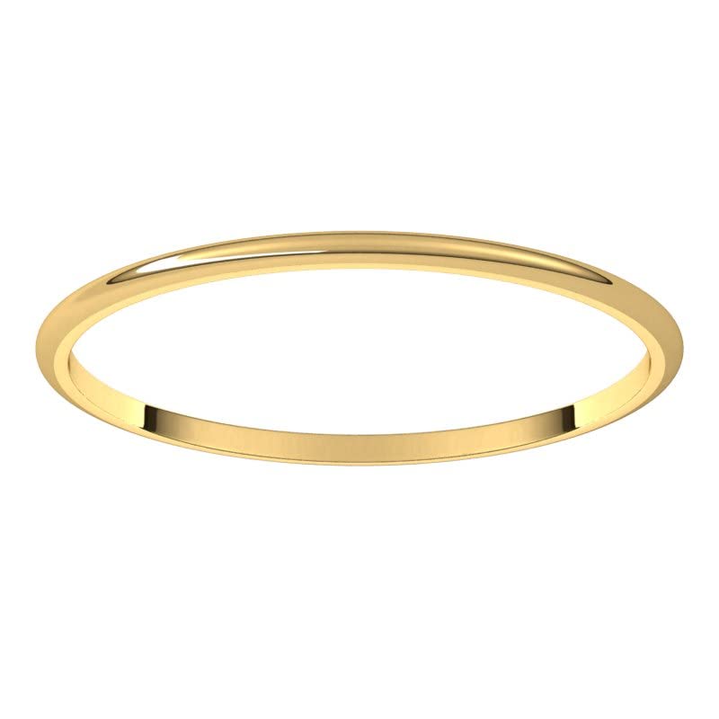 Bonyak Jewelry 18k Yellow Gold 1mm Half Round Ultra-Light Band Stylish Design, Size 7