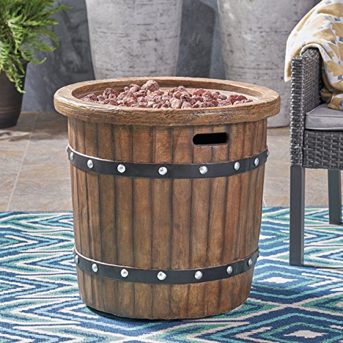 Christopher Knight Home Muriel Outdoor 25" Light-Weight Concrete Round Fire Pit 40K BTU, Dark Brown