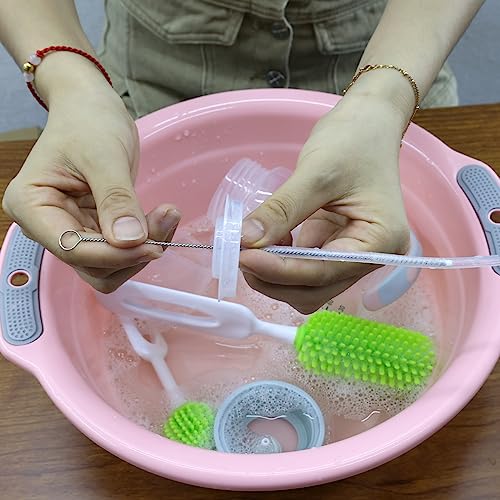 Baby Bottle Cleaning Brush, Set of 3 Silicone Bottles Cleaner - Bottle, Nipple and Straw Brushes