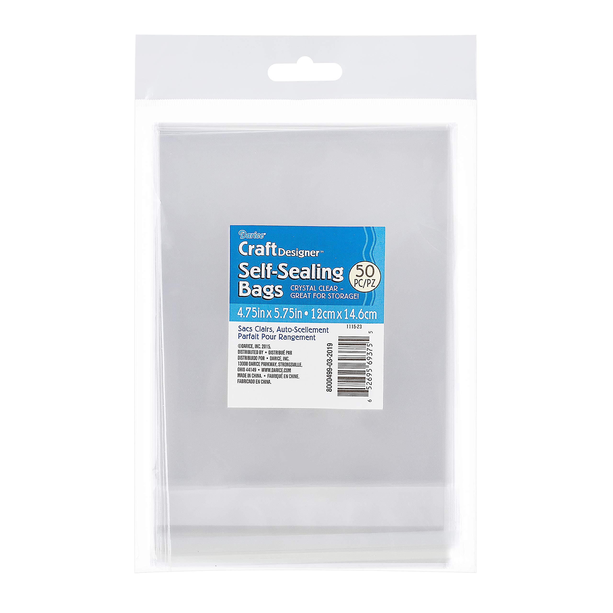 Darice 1115-23 50/Pack Plastic Self Sealing Bags, 4-3/4 by 5-3/4-Inch, Clear