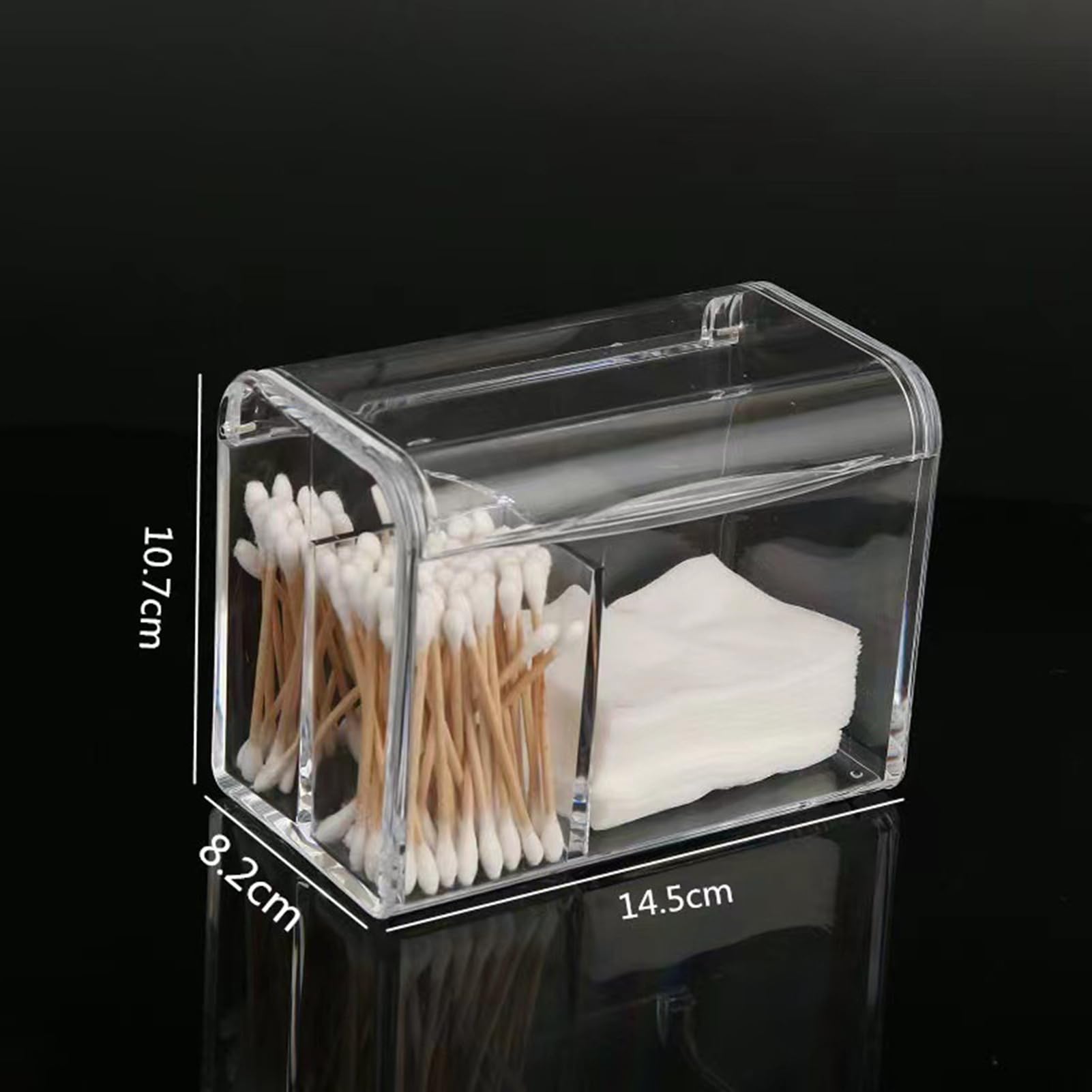 ulafbwur Cotton Swab Organizer Transparent Swab Box 3-grid Acrylic Cotton Swab Holder with Lid Neat Dustproof Storage Solution for Q-tips Jewelry Transparent
