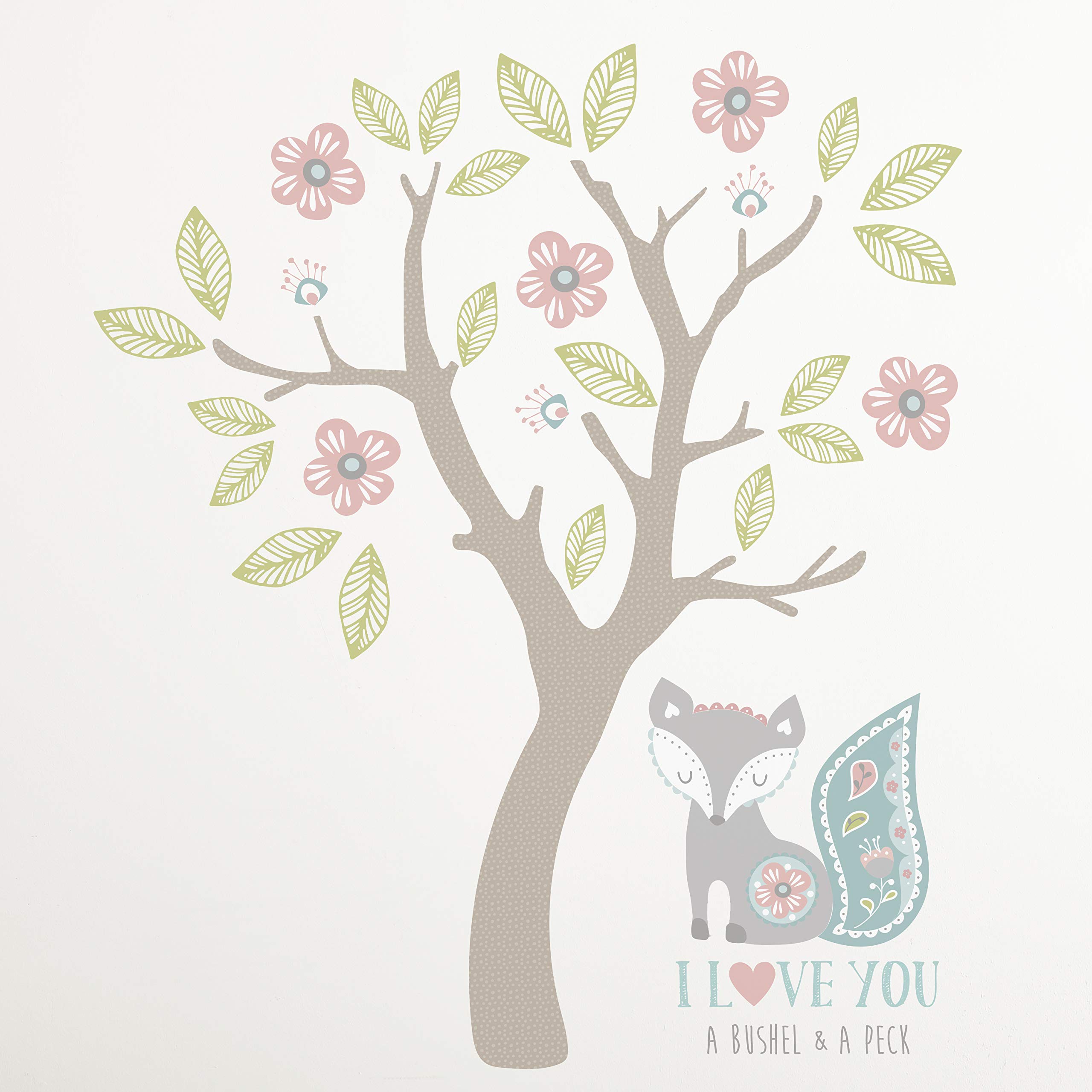 Levtex Baby - Fiona Crib Bed Set - Baby Nursery Set - Pink, Teal, and White - Woodland Forest Theme - 5 Piece Set Includes Quilt, Two Fitted Sheets, Wall Decal & Skirt/Dust Ruffle