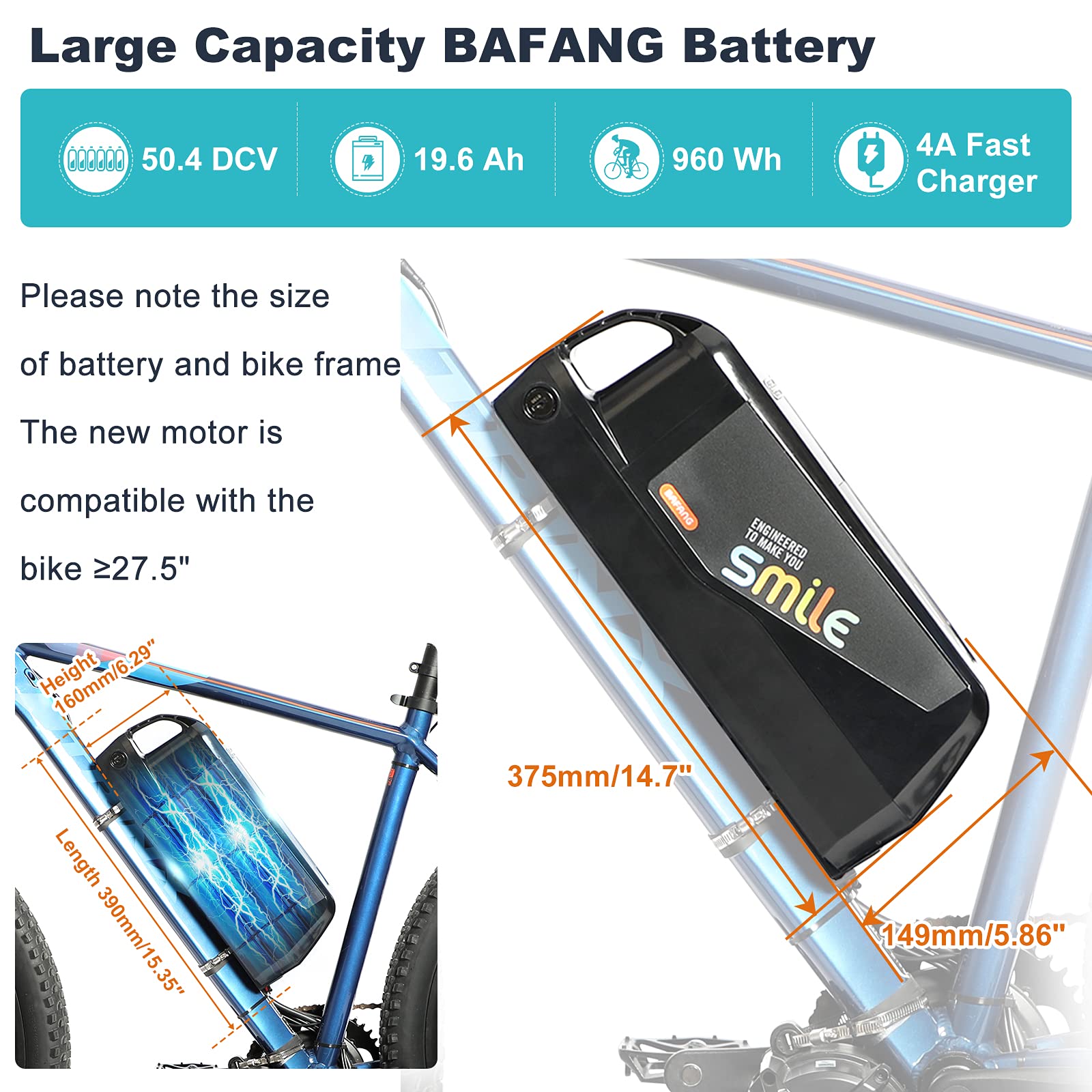 BAFANG Newest M625 Mid Drive Kit : 50.4V 1000W Mid Mount Motor with 19.6Ah Battery & DPC181.CAN Bluetooth Display, 8fun New G321 eBike Conversion for Mountain Bikes Road Bicycle (68mm Bottom Bracket)