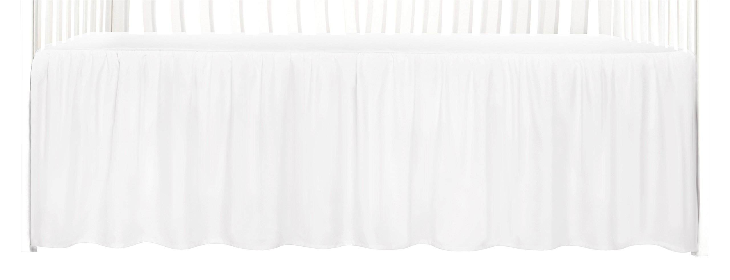 Tadpoles Dust Ruffle Crib Skirt | 28" x 52" with a 14" Drop | Made of 100% Softly Brushed Microfiber Polyester | Easy to Care for | Soft, Smooth, Breathable & Durable | Ideal for Babies | White