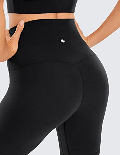 CRZ YOGA Women's Butterluxe Super High Waisted Biker Shorts 8 Inches - Over Belly Workout Yoga Short Leggings Black Small