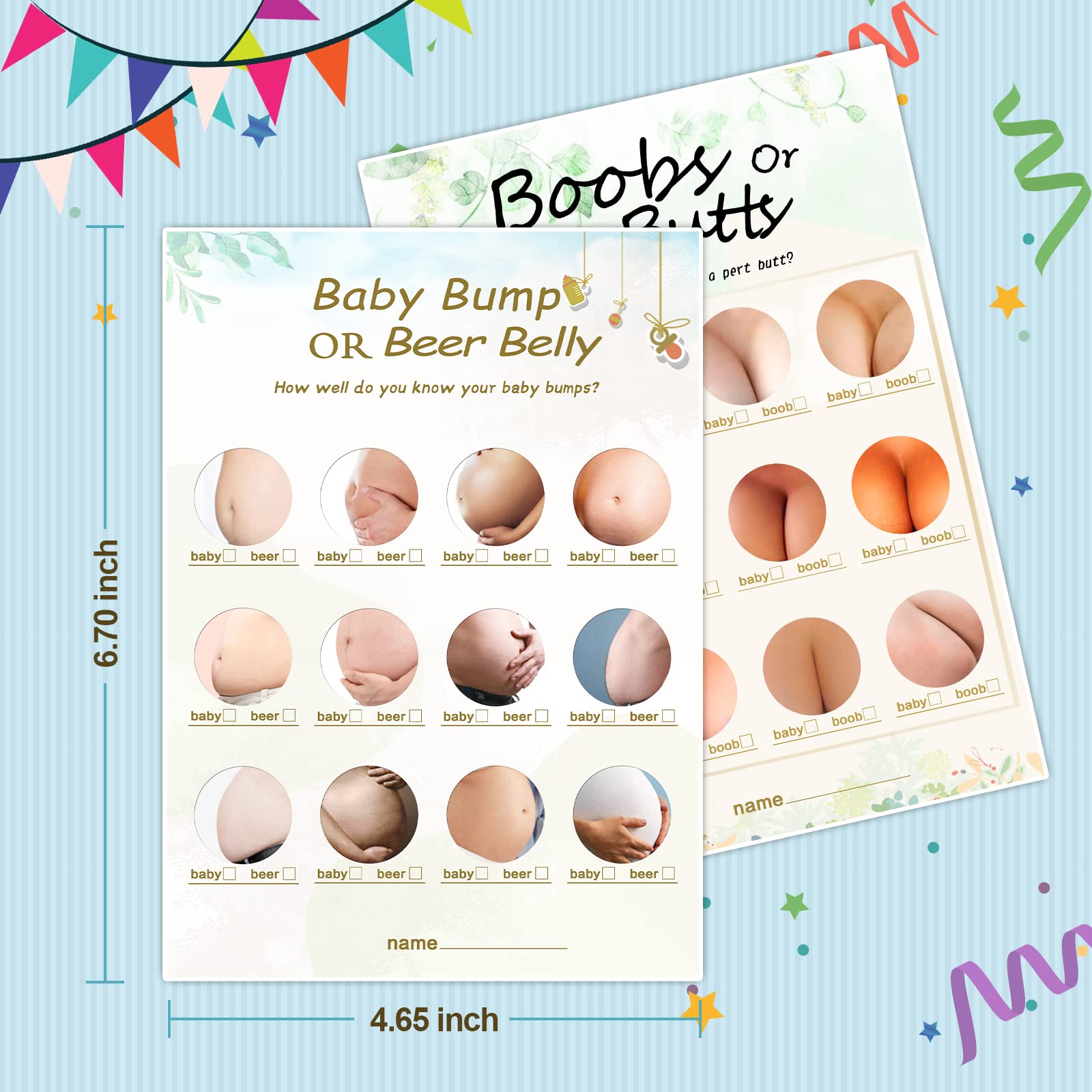 OLOUTAB Baby Shower Games-2 Games(50 of Each),Double-Sided,Fun,Hilarious and Easy to Play,Baby Shower Gender Neutral,with Answer Keys