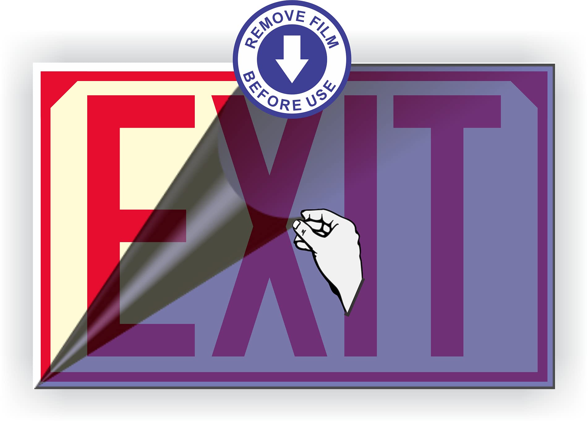 OSHA Photoluminescent Exit Sign | Pack of 2 | UV Inks on Aluminum | HEAT Resistant | COLD Tolerant | WEATHER Proof. NightBright USA Part: OCR-050 II