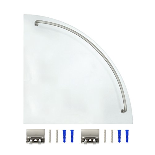MODONA Corner Glass Shelf with Rail β Satin Nickel β 5 Year Warrantee