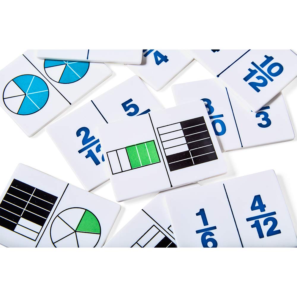 hand2mind Fraction Dominoes Set, Fraction Manipulatives for Elementary School, Dominoes Fraction Games, Middle School Math Games, Montessori Math Manipulatives, Classroom Dominoes Set (Set of 30)