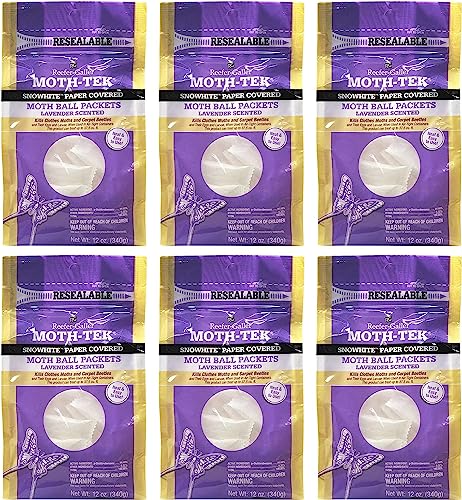 Reefer-Galler Moth-Tek Snowhite Lavender Scented Moth Ball Packets 12 oz (6)