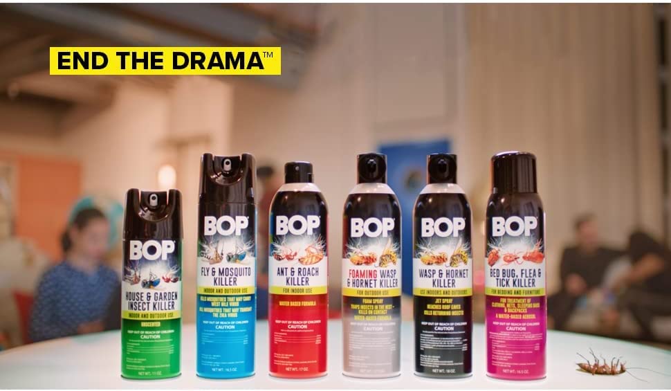 BOP Fly and Mosquito Killer, 16.5 oz, Easy to Use Pest Control Spray, Kills Bugs On Contact and Keeps Your Home Insect Free, Indoor/Outdoor Use for Quick Results