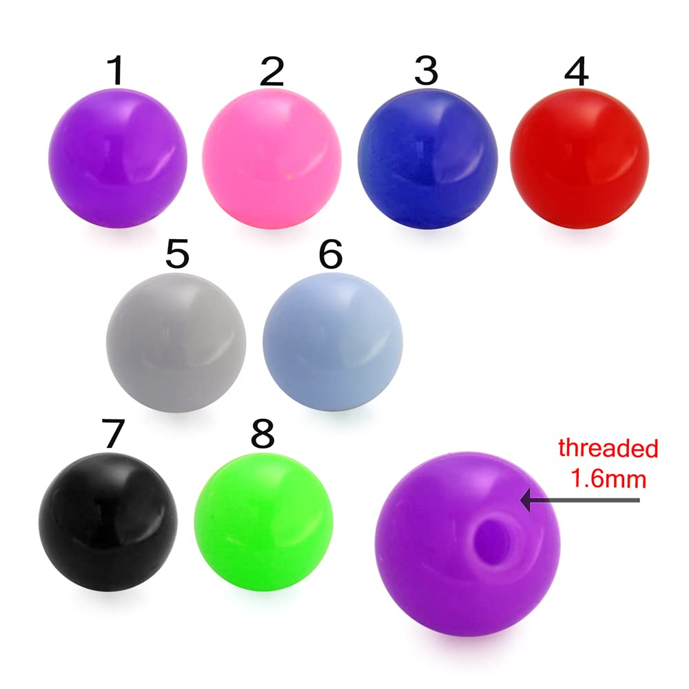 AtoZ Piercing 10 Pieces Pack of UV Solid Colored Ball with 14 Gauge - 10MM Length 316L Surgical Steel Banana Belly Button Rings