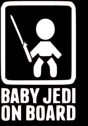 Baby Jedi On Board Decal Vinyl Sticker Auto Car Truck Wall Laptop 6" Tall - White Color