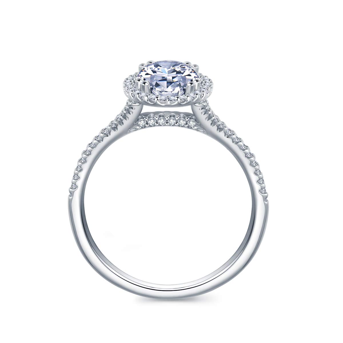 HAFEEZ CENTER 1.5 Carats Oval Cut D Color VVS Petite Halo Moissanite Engagement Ring for Women Size 7.5