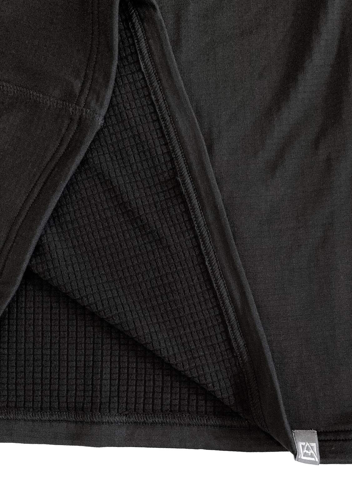 Avalanche Men's Moisture Wicking Crewneck Grid Fleece Long Sleeve Base Layer Top Black L