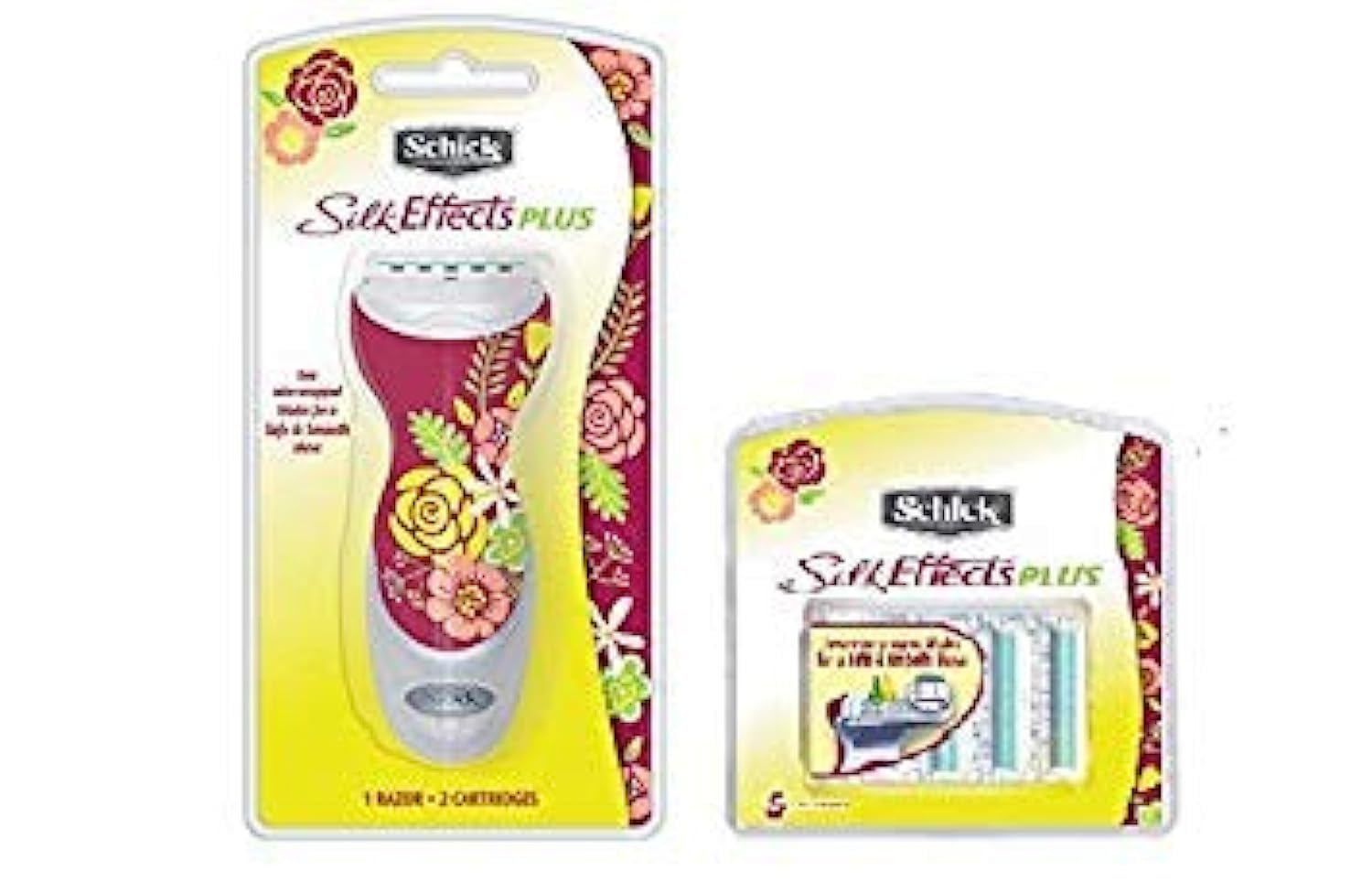 Schick Silk Effects Plus Razor With Refills (Total of 7 Cartridges!)