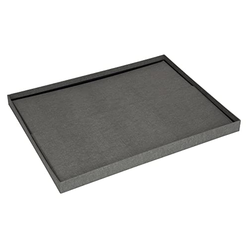 Bigso Katrin KD Collapsible Storage Box | Photo Storage Box with Labelframe for Easy Identification | Simple Assembly without Tools | Decorative Storage Boxes with Lids | 13.5"x17.6"x7.2" | Grey