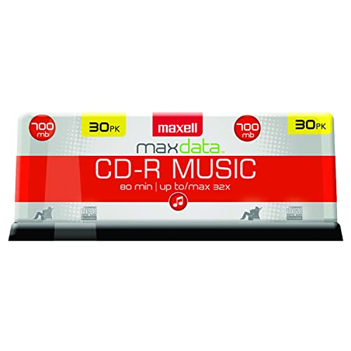 Maxell â 625335, Premium Quality Noise free Surface Playback Recordable CDs 700Mb Storage â 32x, Write Speed 80 minutes - Blank CDs, CD Storage & Reusable Spindle Case Holder â 30 Pack, Gold