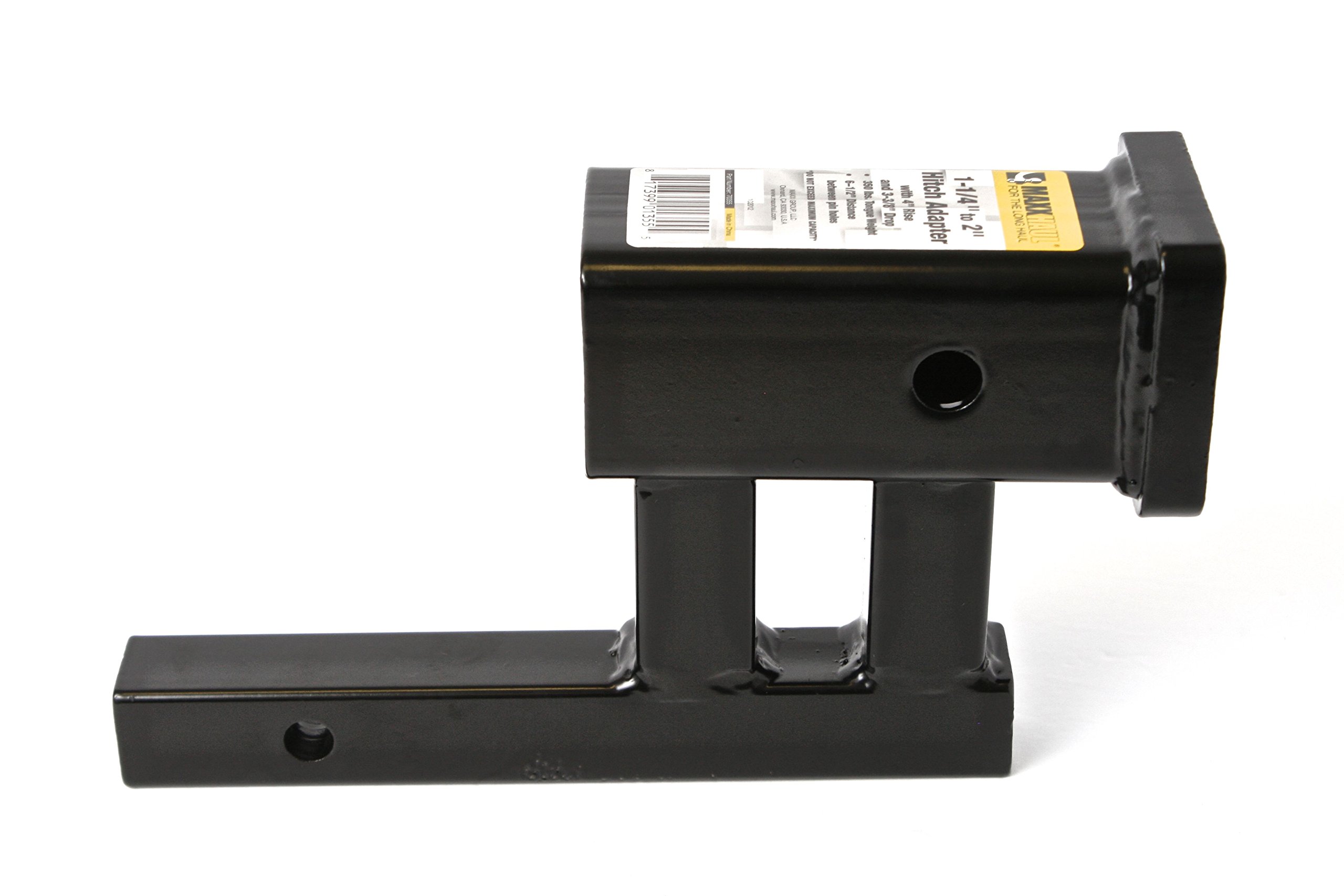 MaxxHaul 70355 1-1/4" to 2" (Fits class II only) Hitch Adapter with 4" Rise and 3-3/8" Drop