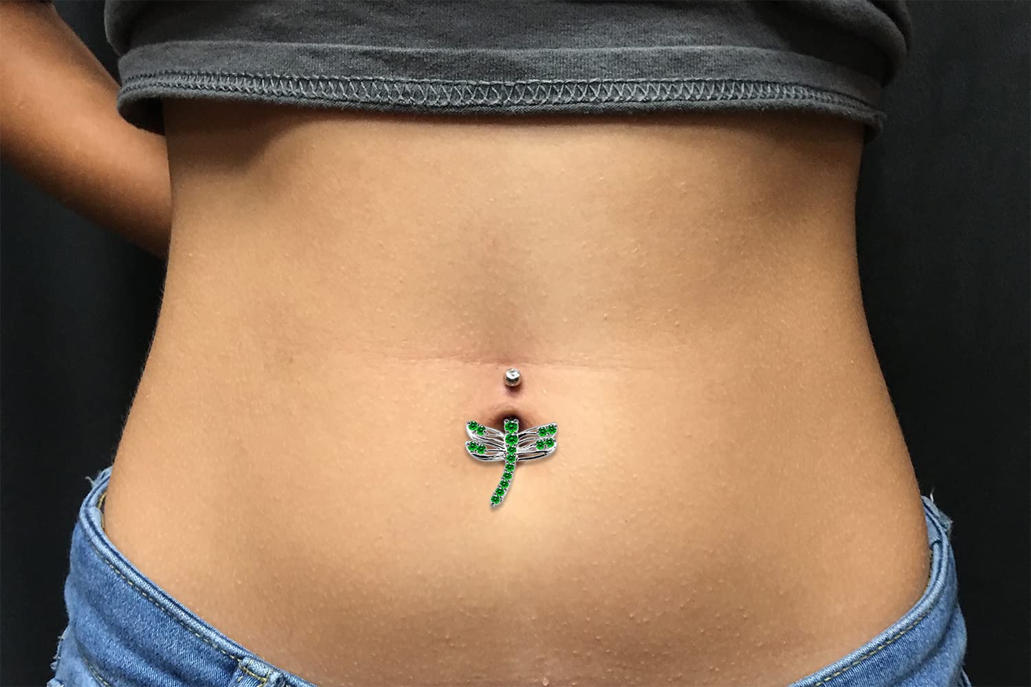 AtoZ Piercing Purple Gemstone Fancy Large Dragonfly 925 Sterling Silver with Stainless Steel Belly Button Rings