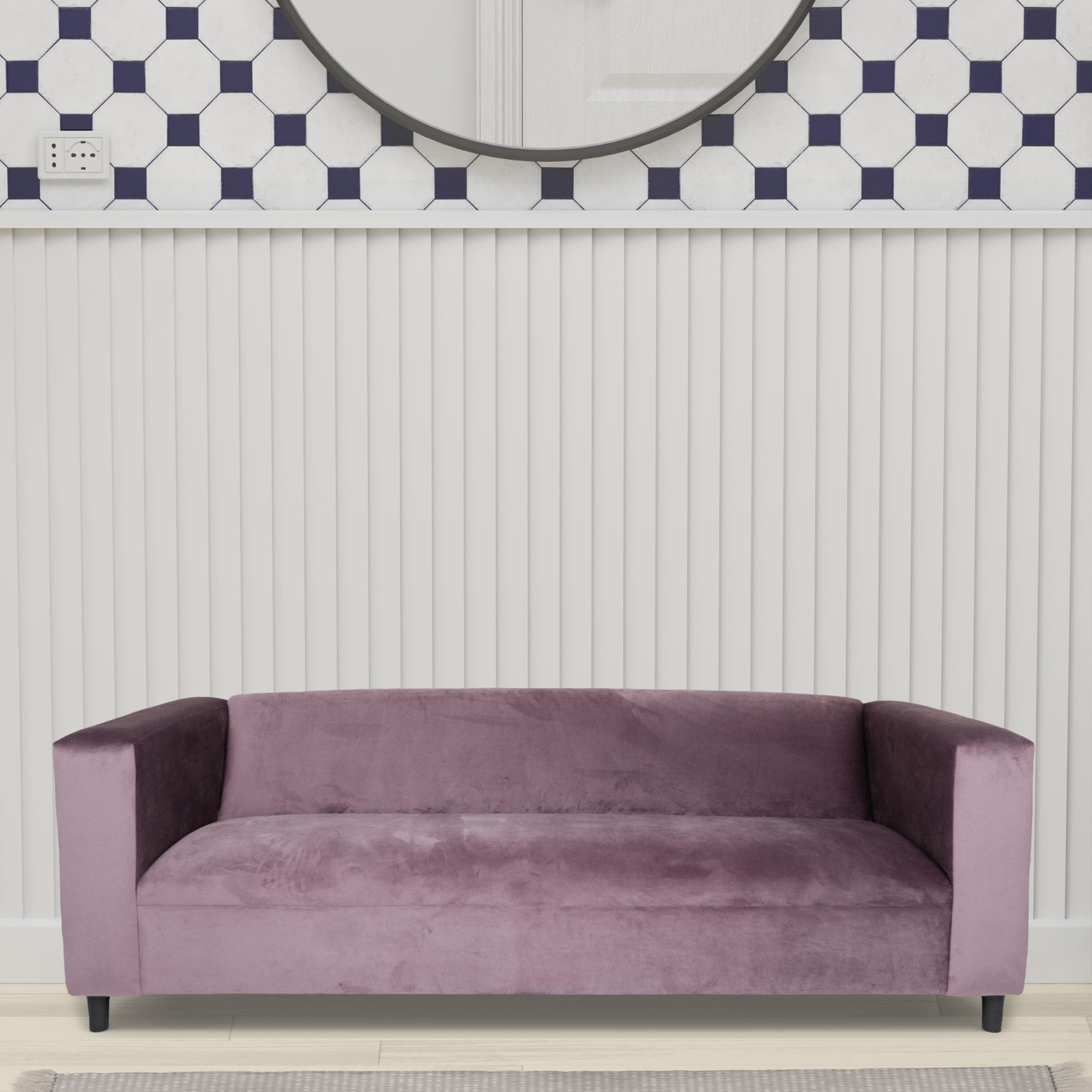 Coast to Coast Sofas Broadway Velvet Sofa for Living Room, Modern 3-Seater Sofas Couches for Bedroom, Office, and Apartment with Solid Wood Frame (Lavender)