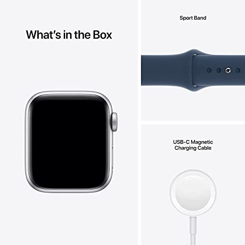 Apple Watch SE (GPS, 40mm) - Silver Aluminum Case with Abyss Blue Sport Band (Renewed Premium)