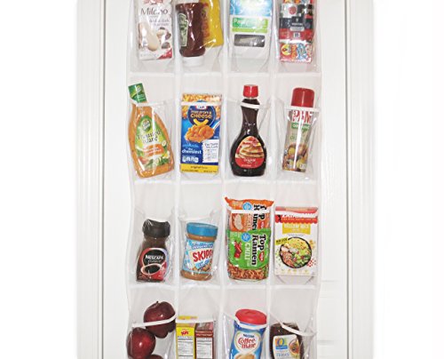 Regal Bazaar Over-The-Door Hanging White Pantry Organizer and Kitchen Storage Unit with 24 Crystal-Clear Vinyl Pockets and 3 Metal Hooks