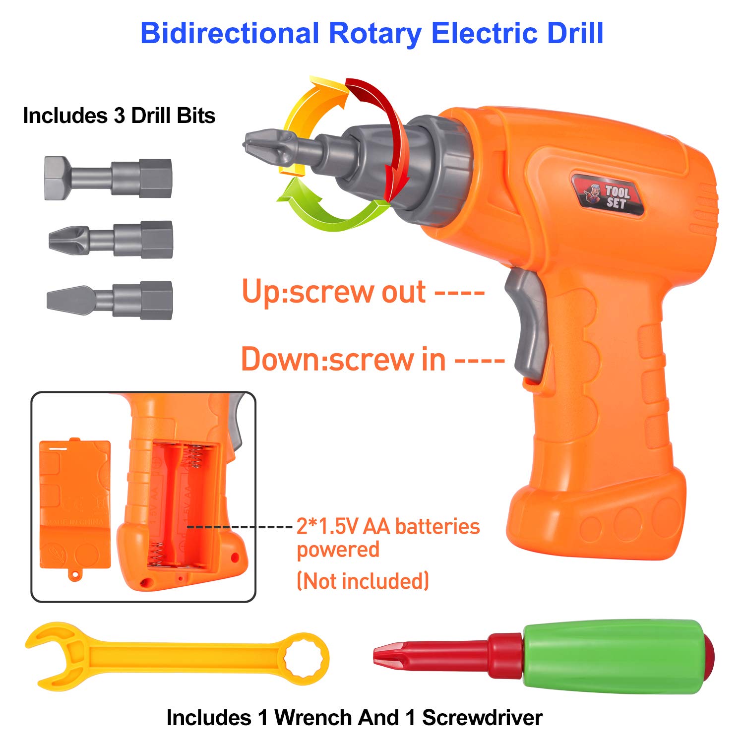 Haifeng 223 Pieces Kid Screwdriver Toy Set, Create and Design Drill kit, Magic Play Toolbox for Kids, Game Activities Center for Kids Ages 3-10 Years Old