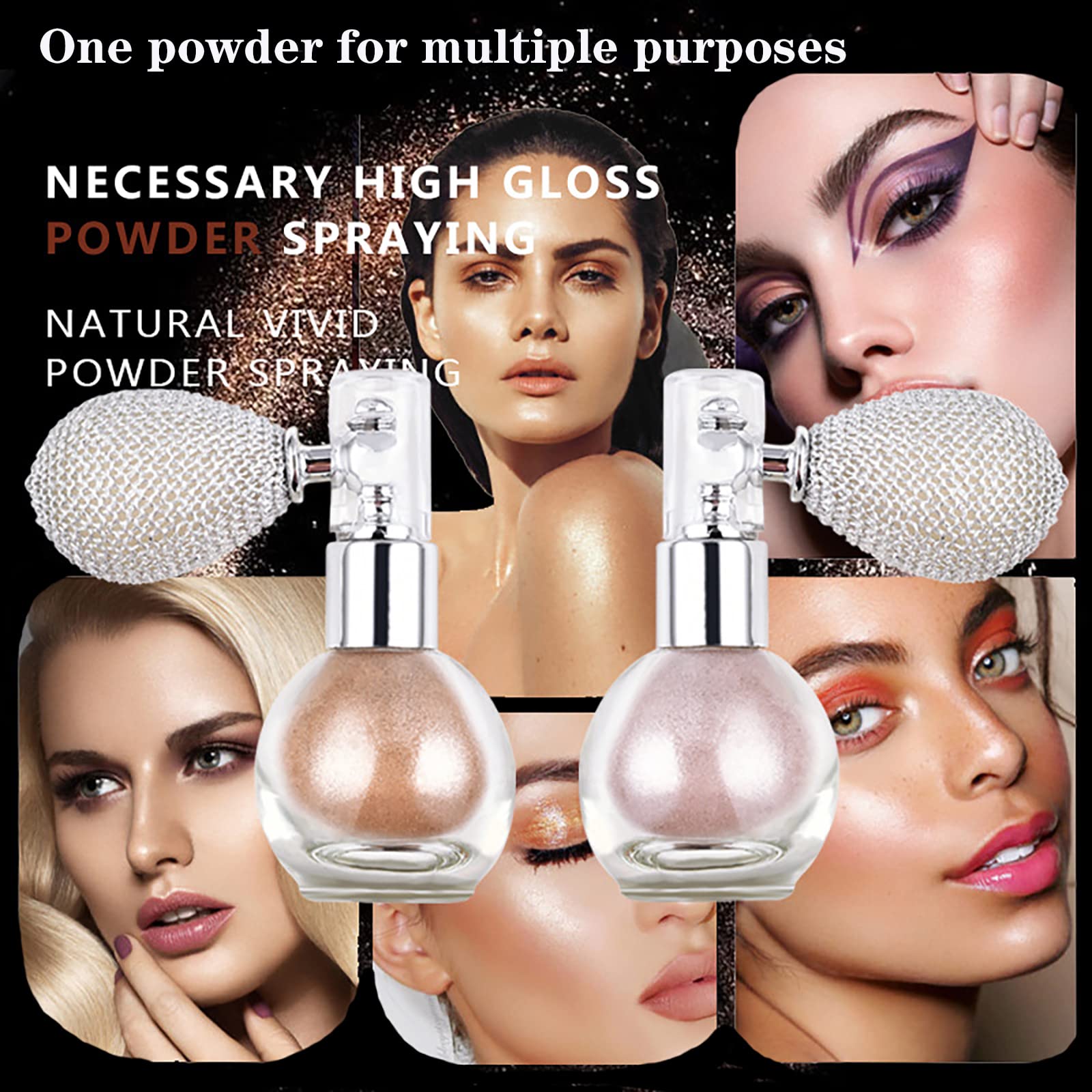 Body Glitter Spray Glitter Powder Highlighter Spray Powder for Hair Face Nails Body Makeup