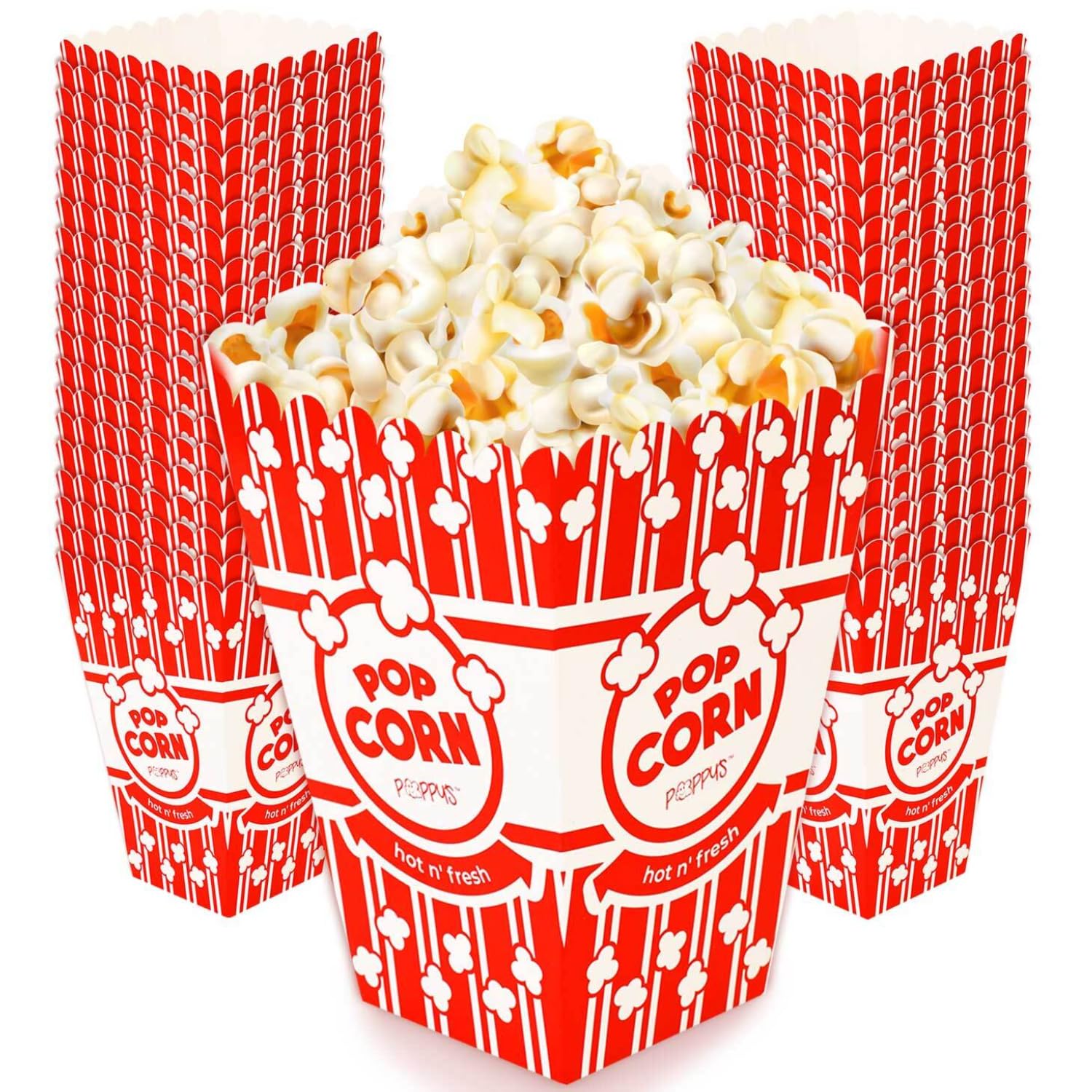 Poppy's Small Popcorn Boxes β 40 Pack 30 Oz Concession-Grade Popcorn Buckets, Popcorn Machine Accessories for Popcorn Bars, Movie Nights, Concessions