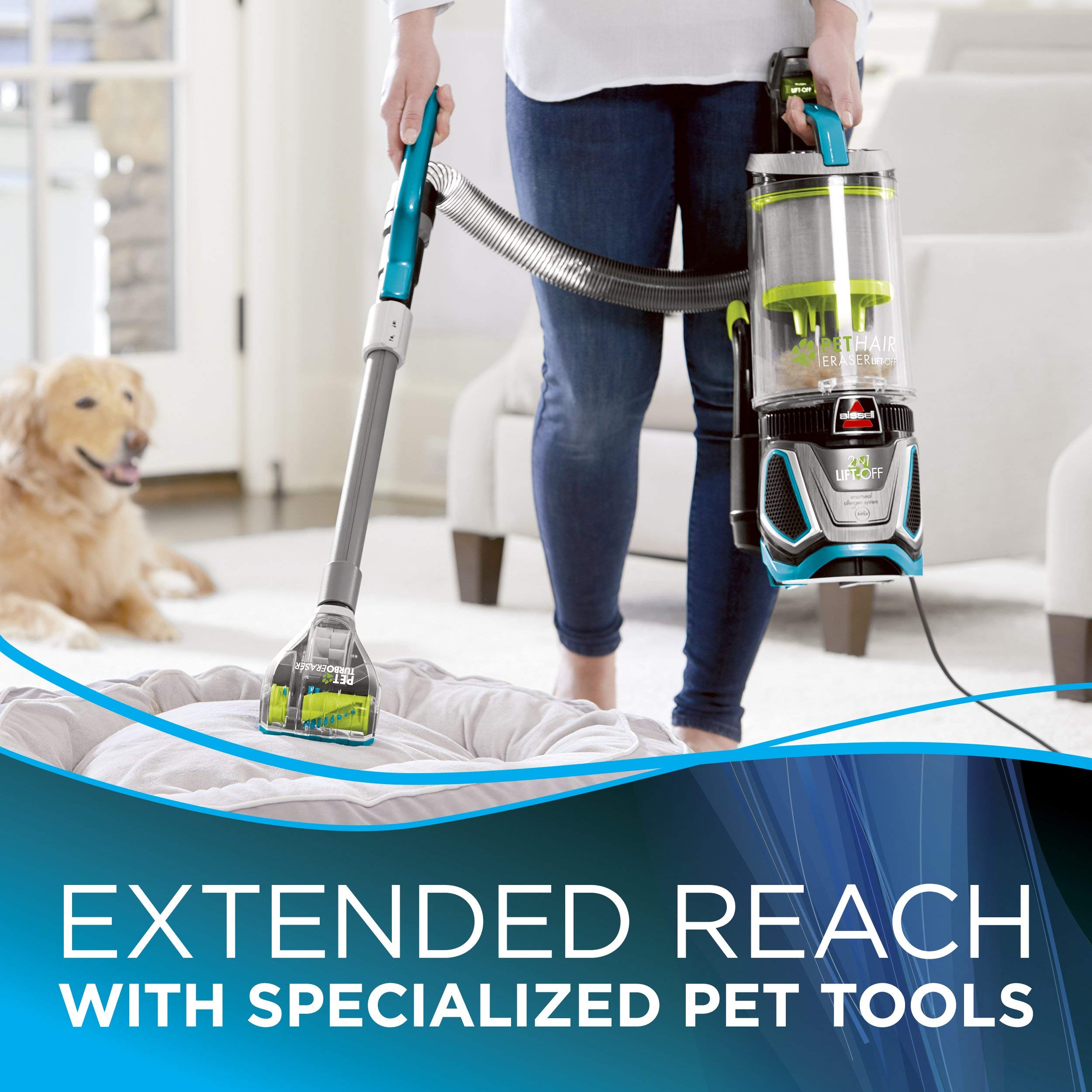Bissell Pet Hair Eraser Lift Off Bagless Upright Vacuum, Blue (Renewed)