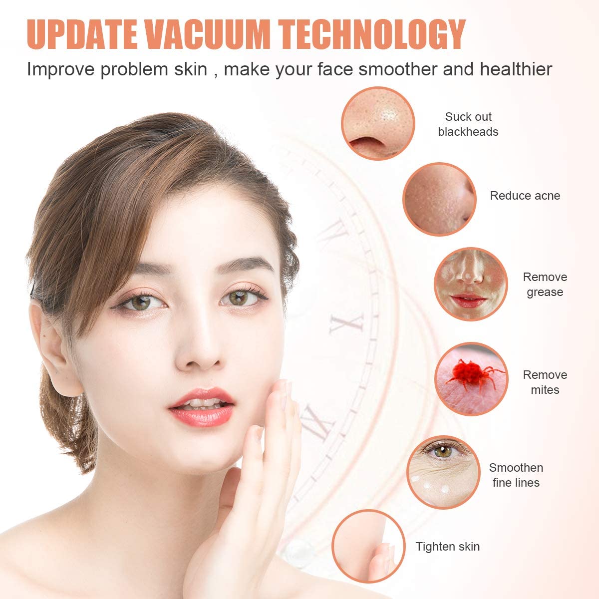 Blackhead Remover Facial Pore Vacuum Cleaner Comedone Extractor, USB Rechargeable LED Display Whitehead Extractions Kit Tool with 5 Replaceable Suction Heads & 5 Modes for Men & Women