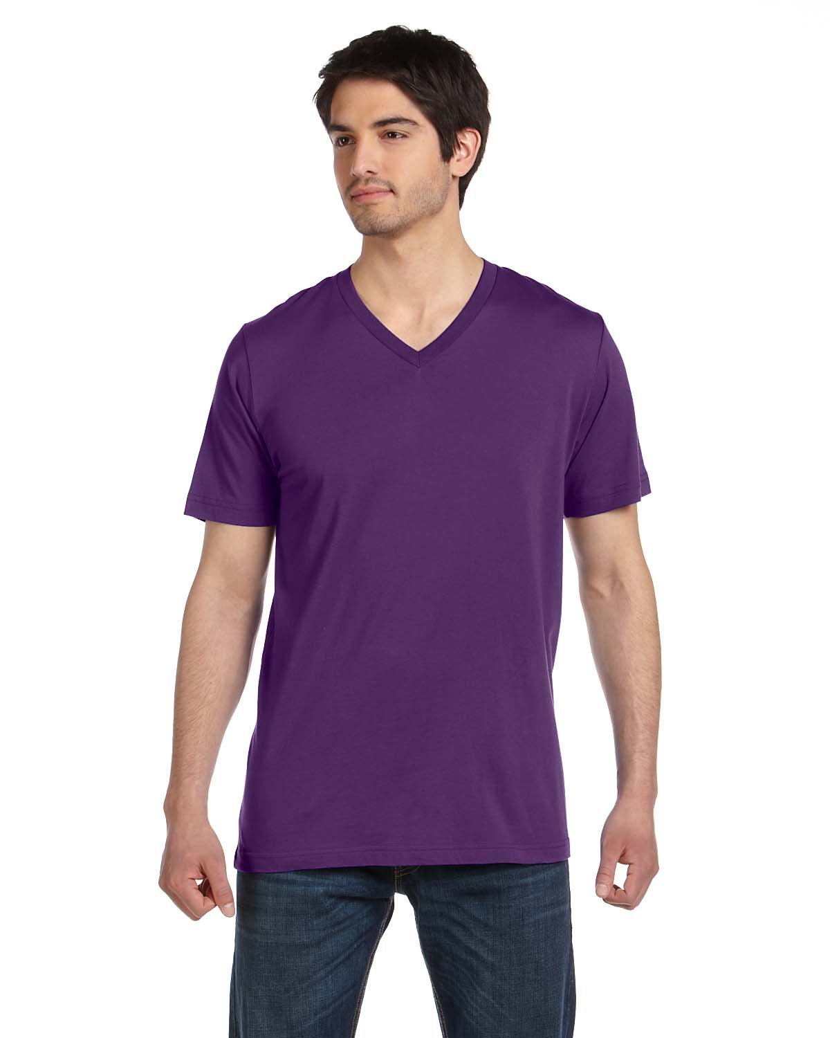 Bella + Canvas Unisex Jersey Short-Sleeve V-Neck T-Shirt L TEAM PURPLE