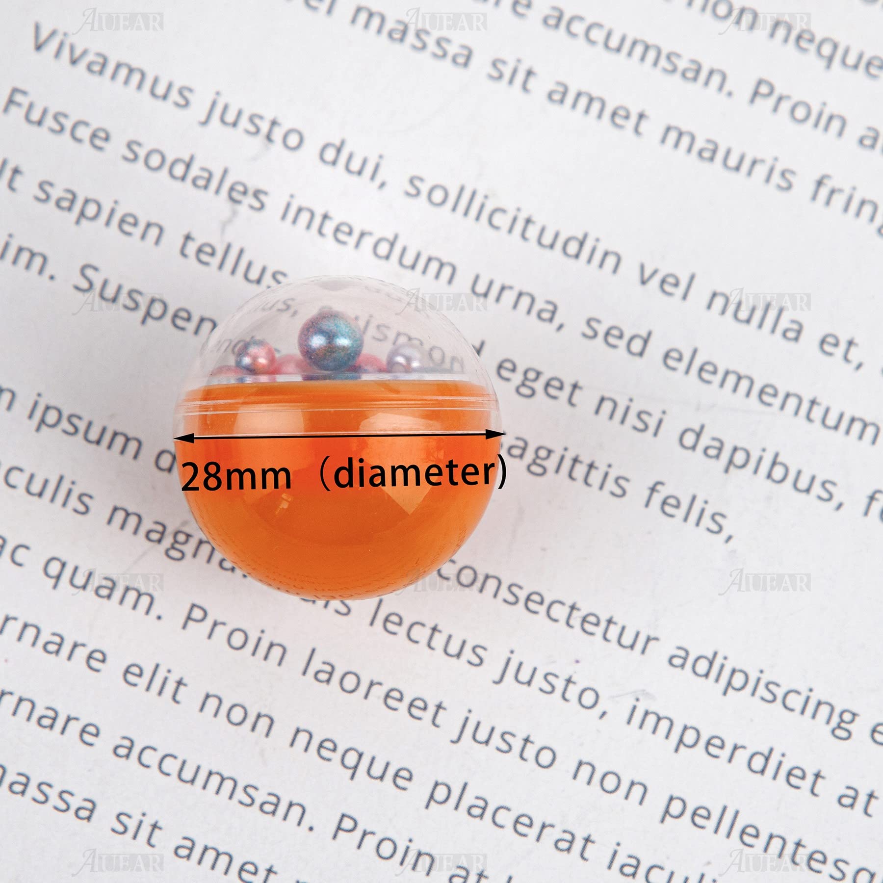 AUEAR, Colorful Small Round Capsules 1.1 Inch Vending Machine Capsules Empty Plastic Gumball Machine Containers for Party Favor Prize (50 Packs)