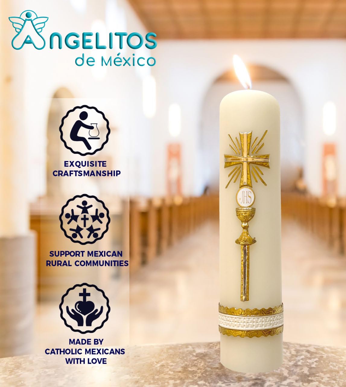 Custody Cross Candle Prayer Mass Jesus Cirio Handmade Vela Custodia
