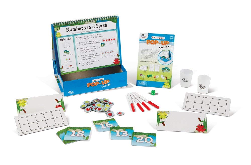 hand2mind Ten Frame Pop Up Math Activity Center, Kindergarten Learning Games, Two Color Counters, Math Manipulatives, Counting Toys for Counting, Sorting, and Addition, Math Game, Classroom Supplies