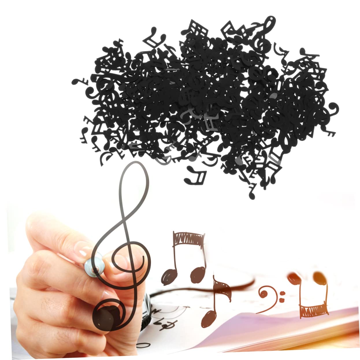 Ciieeo 1 Pack Music Theme Party Decoration White Stickers Music Notes Table Scatter Music Confetti Table Confetti Bridal Shower Glitter Confetti Sprinkles Birthday Christmas Ceiling Baby