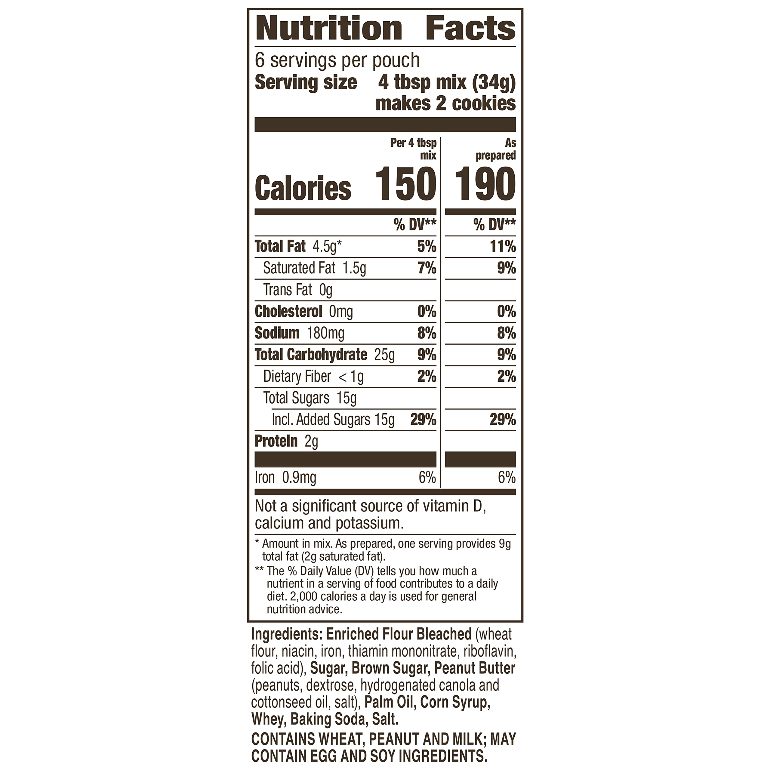 Betty Crocker Peanut Butter Snack Size Cookie Mix 7.2 oz (Pack of 3)