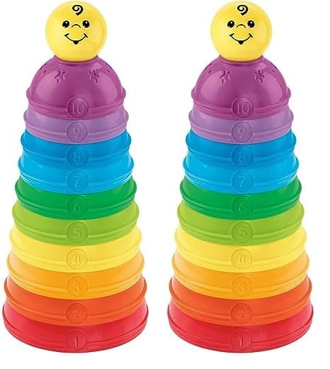 Fisher-Price Baby Toy Stack & Roll Cups, 10-Piece Stacking & Nesting Activity for Developmental Play Infants Ages 6+ Months