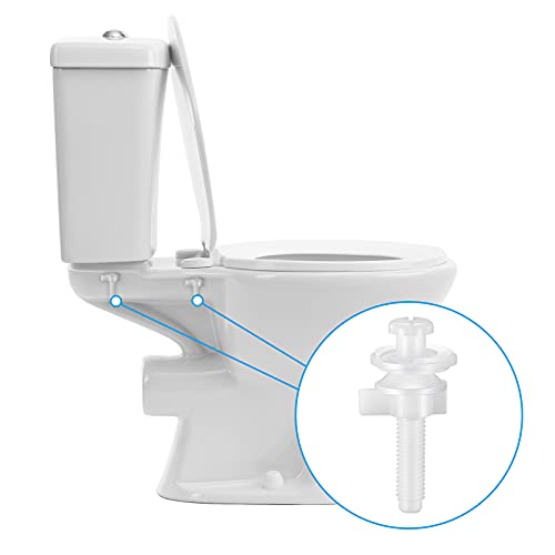 Canomo Toilet Seat Replacement Part Includes Plastic Toilet Seat Hinge Bolt Screws with Plastic Nuts and Washers for Fixing the Top Toilet Seat, White (8 Pieces), 2.56 Inches