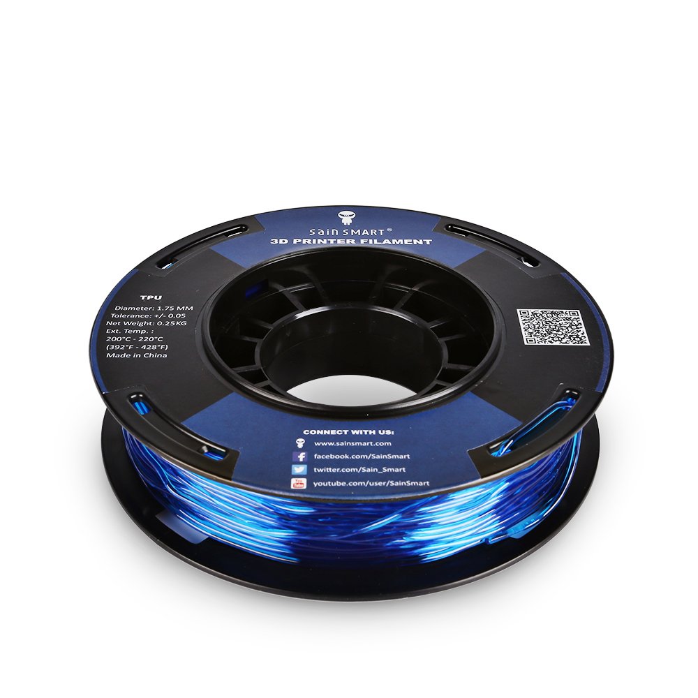 SainSmart - TPU-BLU-0.25KG1.75 SAINSMART 1.75mm 250g Flexible TPU 3D Printing Filament, Dimensional Accuracy +/- 0.05 mm (Blue)