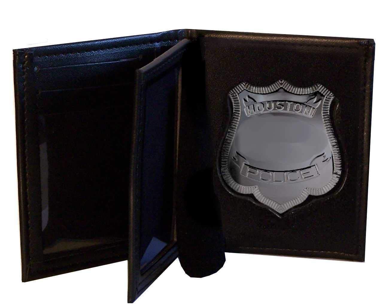 Houston Police Hidden Badge Wallet (Cutout DK847, 2.73 inches tall)