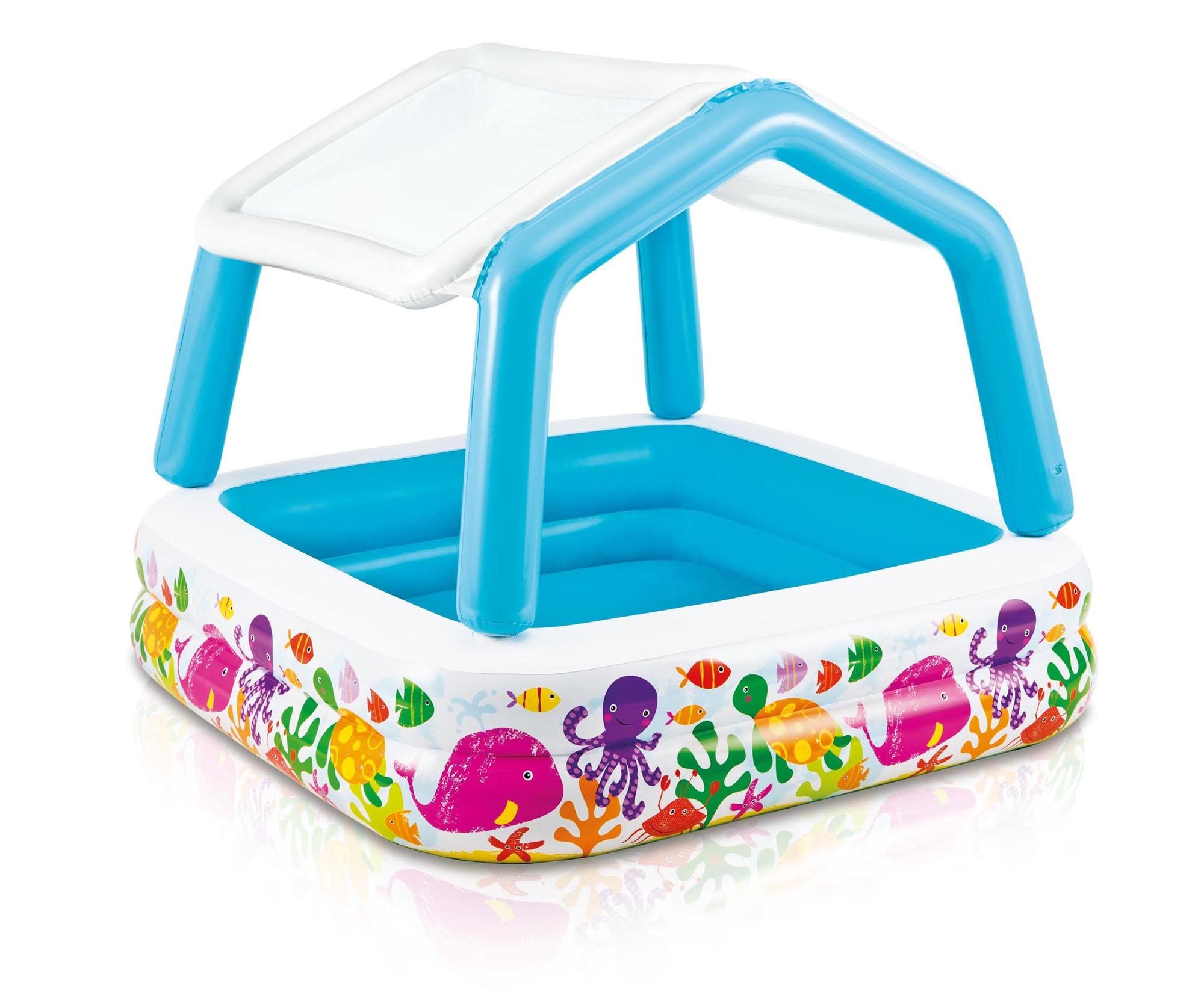 Intex Sunset Inflatable Baby Pool (2 Pack) & Inflatable Ocean Scene Kids Pool