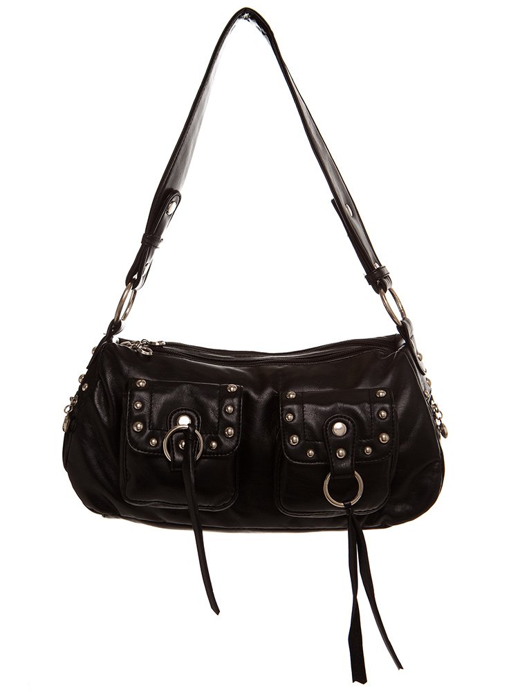 Handbags For All Fringe Structure Studded Hobo Shoulder Handbag