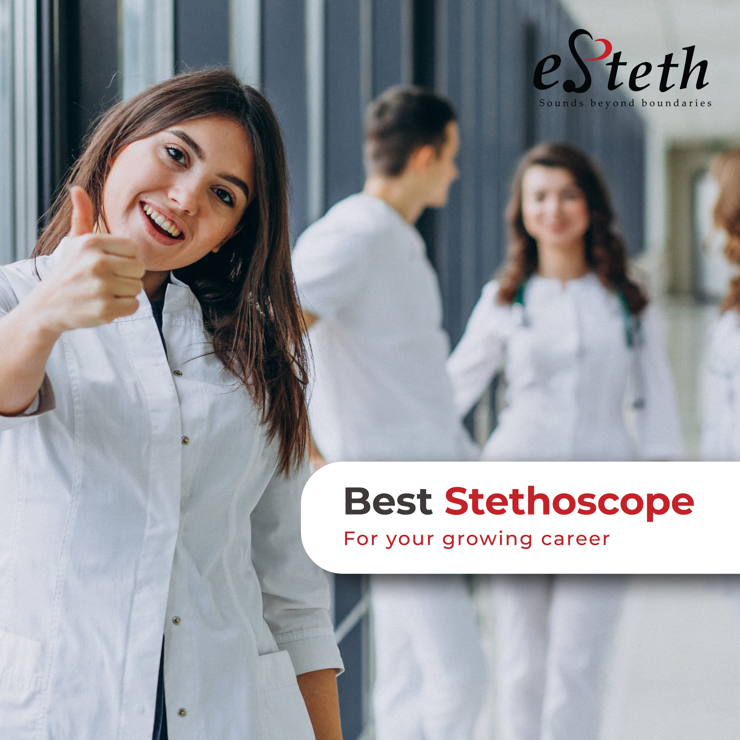 eSteth Classic Stethoscope - Sensitive Chest Piece for Monitoring Amplified Heart & Lung Sounds - Lightweight Design, Flexible Stethoscope Tubing - Extra Ear Tips & Non-Chill Ring - 32" Long, Purple