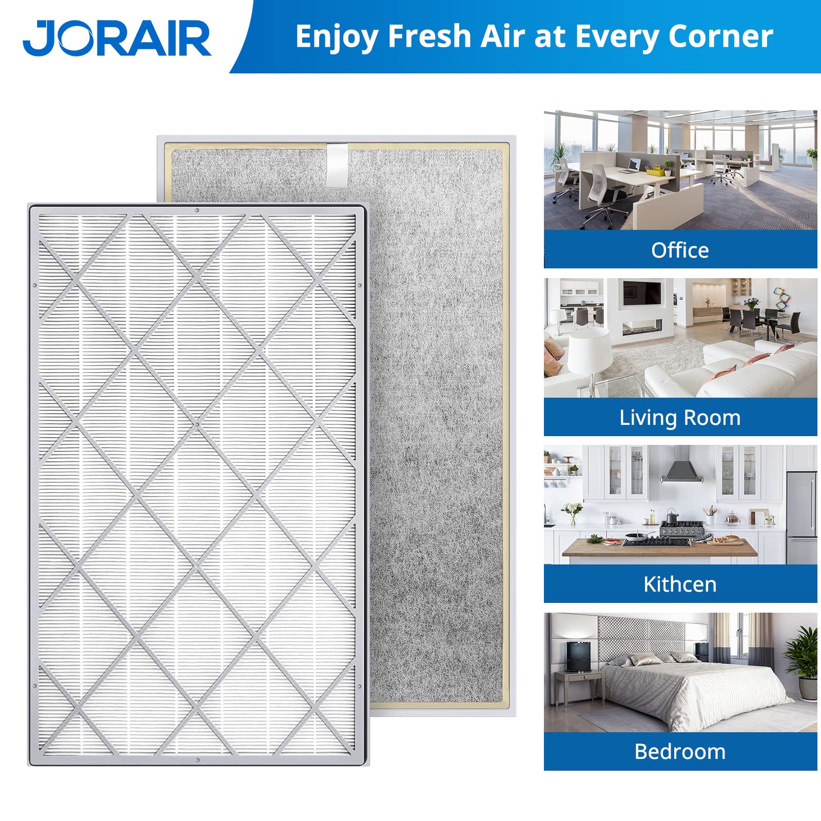 HE601 Filter for Shark Air Purifier 6 Replacement Filter - Compatible with Shark Air Purifier 6-Fan HE601 HE602, H13 True HEPA Filter, Compare to Part # HE6FKPET, HE6FKBAS, HE6FKPRO, 1 Pack