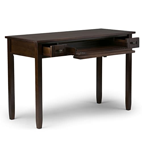 SIMPLIHOME Warm Shaker SOLID WOOD Rustic Modern 48 inch Wide Home Office Desk, Writing Table, Workstation, Study Table Furniture in Tobacco Brown with 2 Drawers