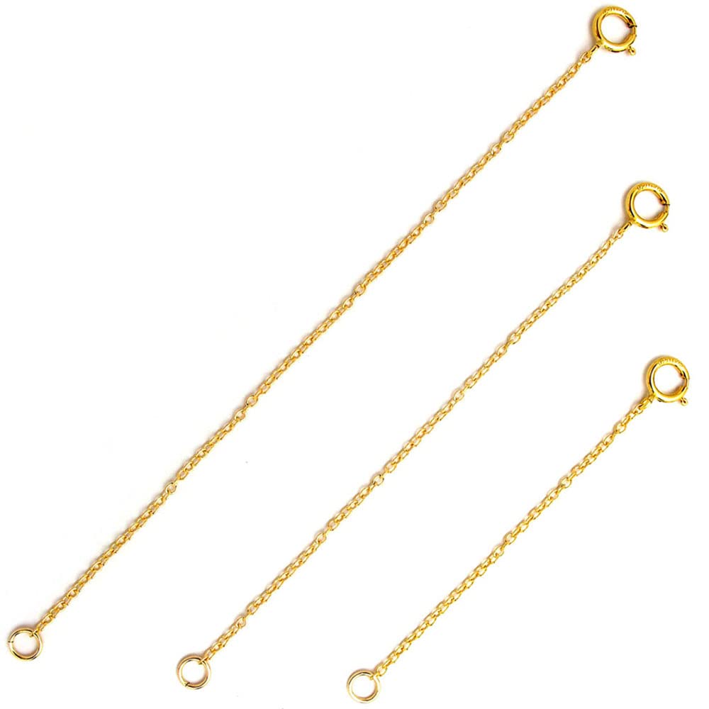 BENIQUE 14K Gold Filled Necklace Extender - Fine Chain, Durable Strong Removable, Made in USA, Set of 3 (14K Gold Filled/Set 2", 3", 4")
