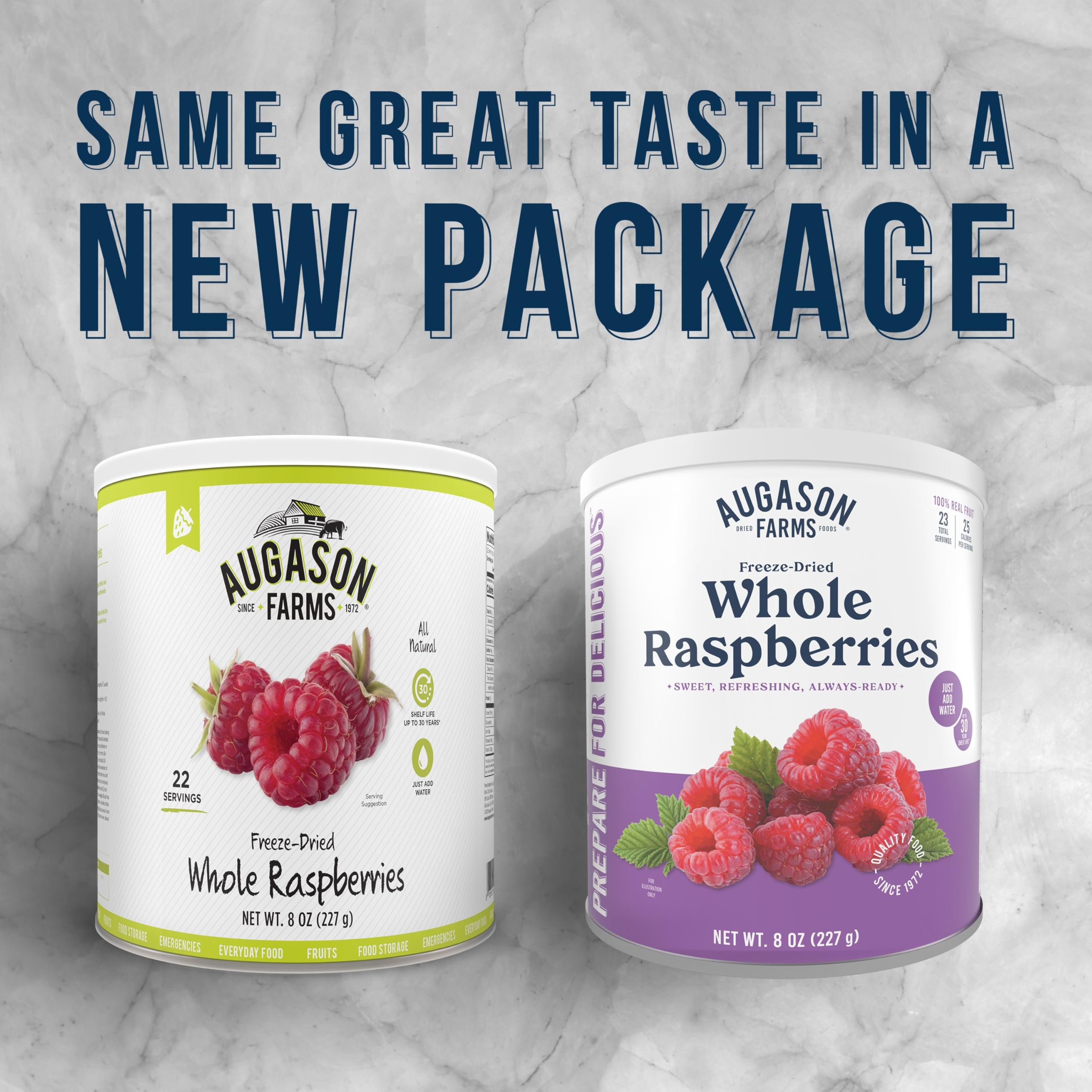 Augason Farms Freeze Dried Whole Raspberries #10 Can, 8 oz