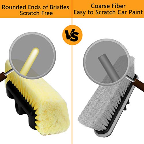 MOFEEZ 10" Car Wash Brush with Soft Detailing Bristle, Flow-Thru Dip Brush for Car Boat RV Camper Truck Washing
